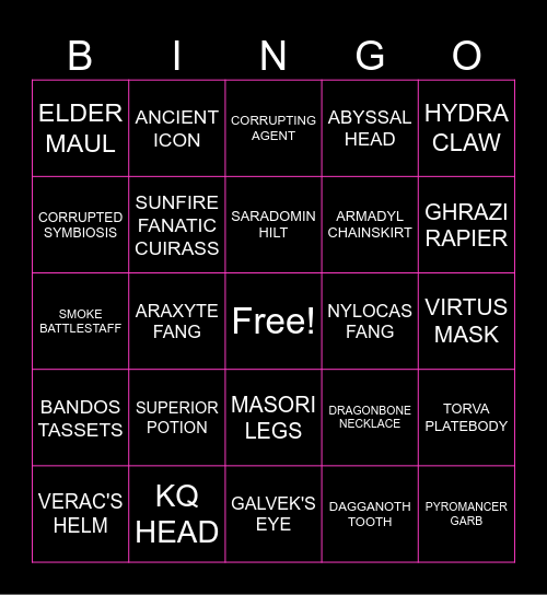 IRON GRINDS SOLO BINGO Card