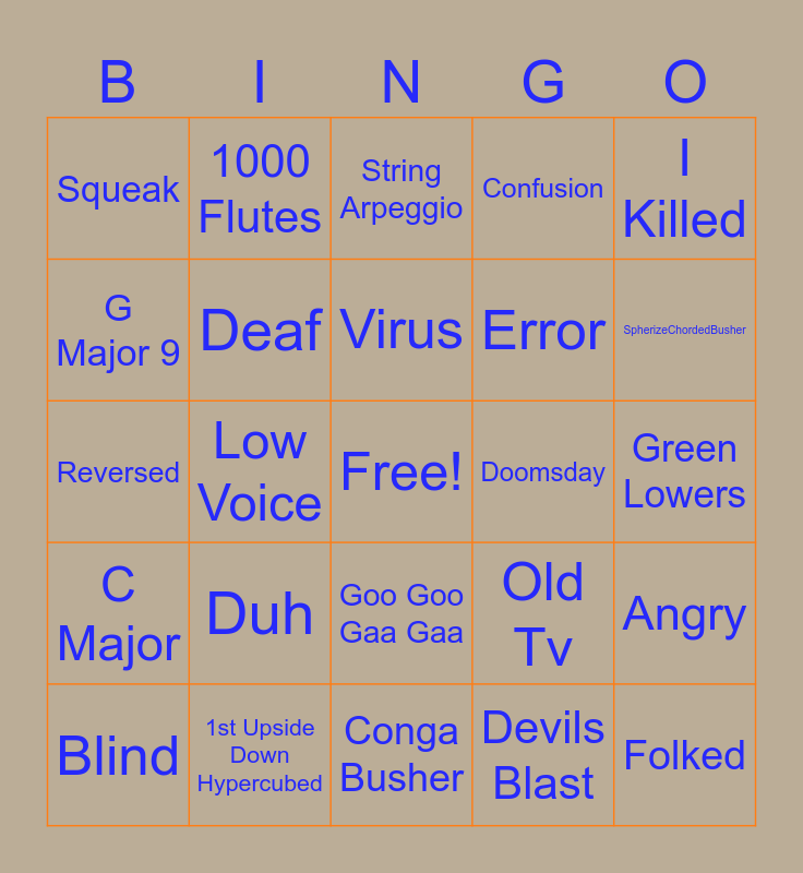 Effects Bingo Card