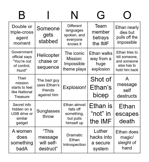 Bingo Impossible Bingo Card