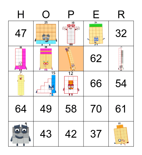 Number blocks Bingo Card