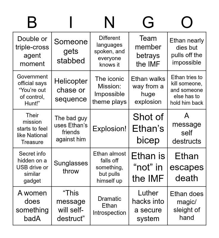 Bingo Impossible Bingo Card