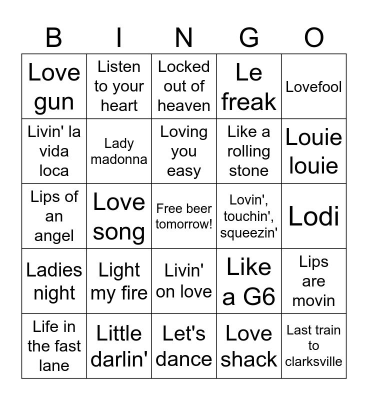 Letter L Bingo Card