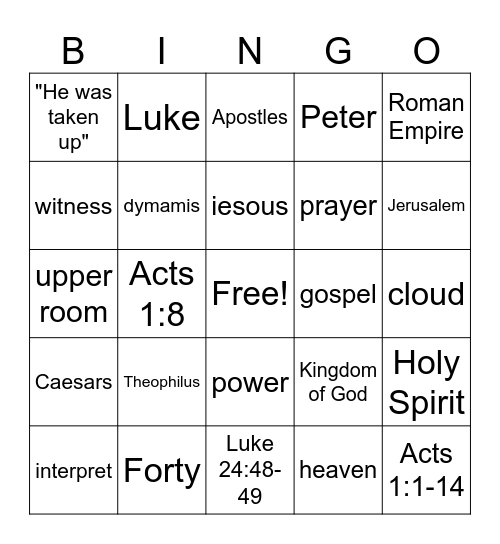 Unit 1 Bingo Card