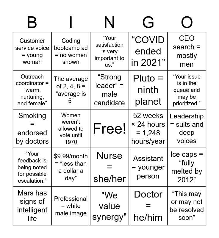ASPIRE | BIAS BUSTER BINGO Card