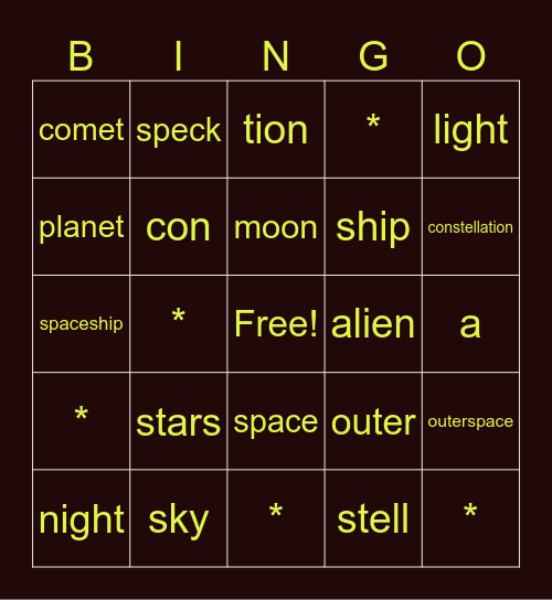 ***Star Words!*** Bingo Card