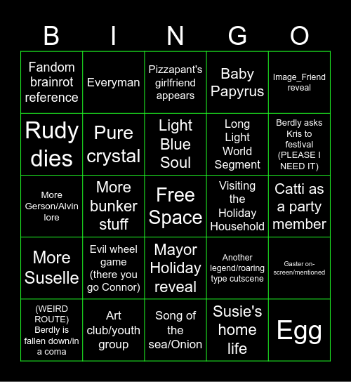 Deltarune Chapter 4 Bingo Card Bingo Card
