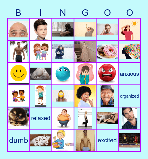 Adjectives Bingo Card