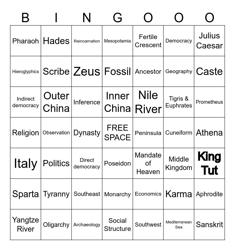 Social Studies Bingo! Bingo Card