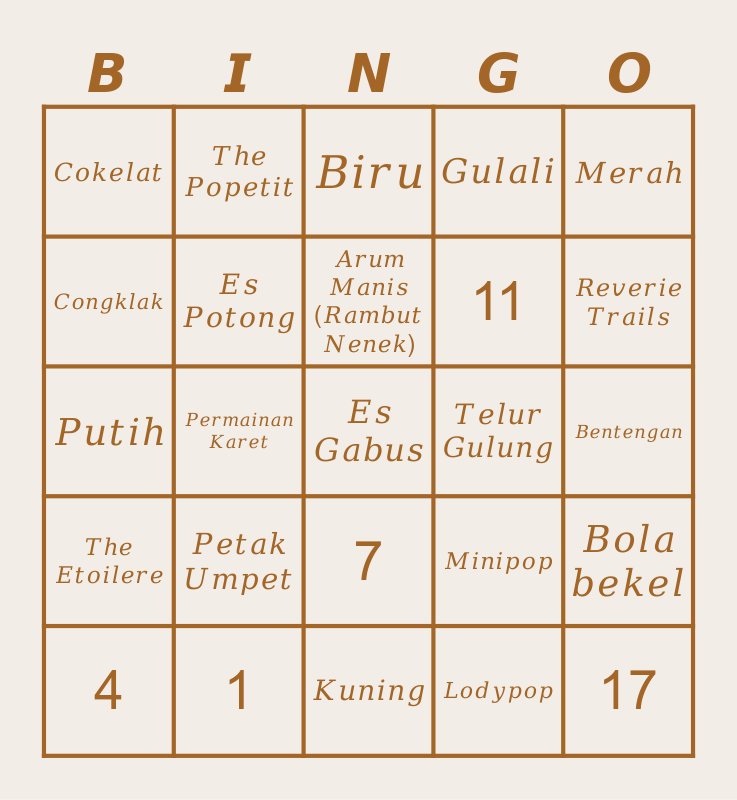 𝓨𝒆𝒓𝒊𝒌𝒂 𝓘𝒔𝒂𝒗𝒆𝒍𝒍𝒆 Bingo Card
