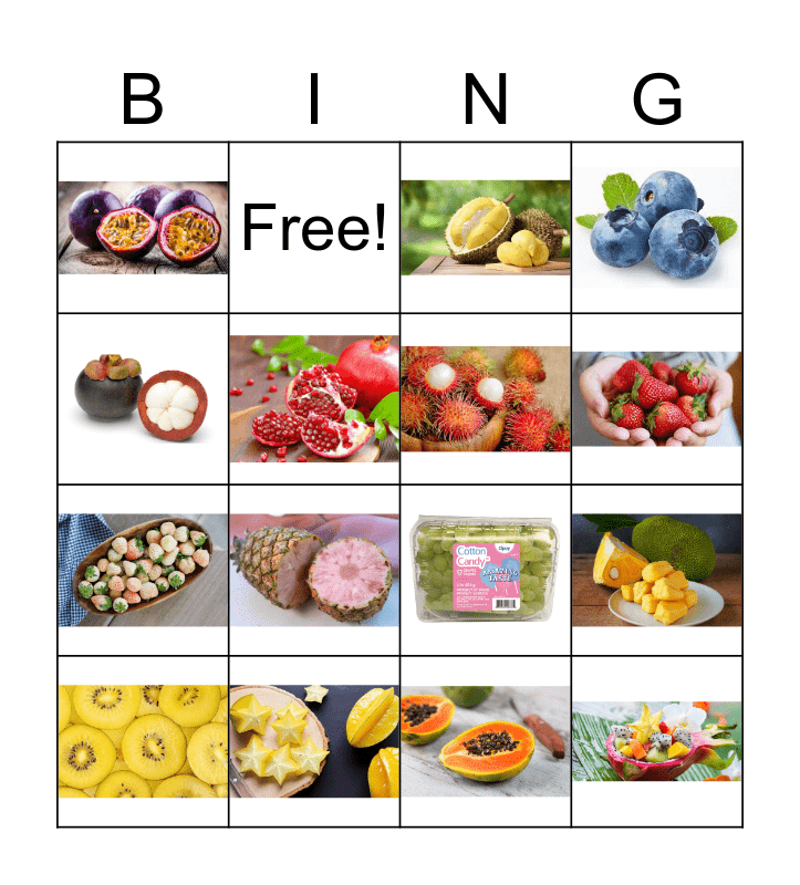 Fruit Bingo Card