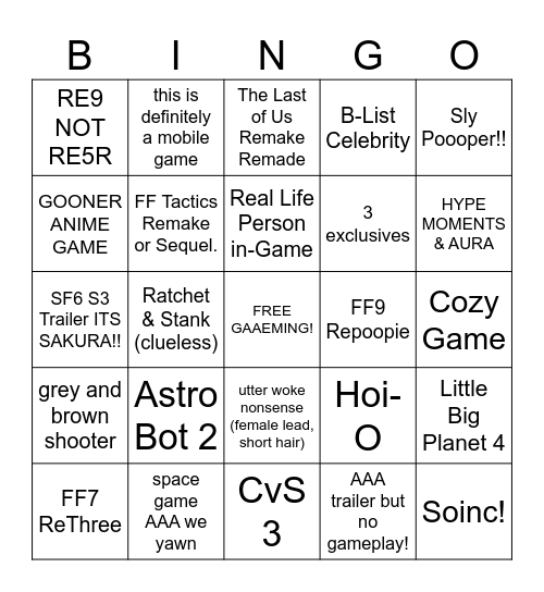 State of Gaae 2025 Bingo Card
