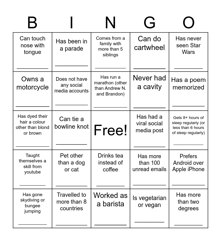 Roper Greyell Bingo Card
