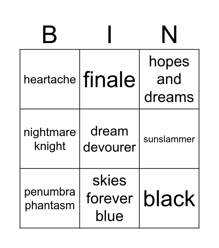 deltarune chapter 3-4 motif bingo Card