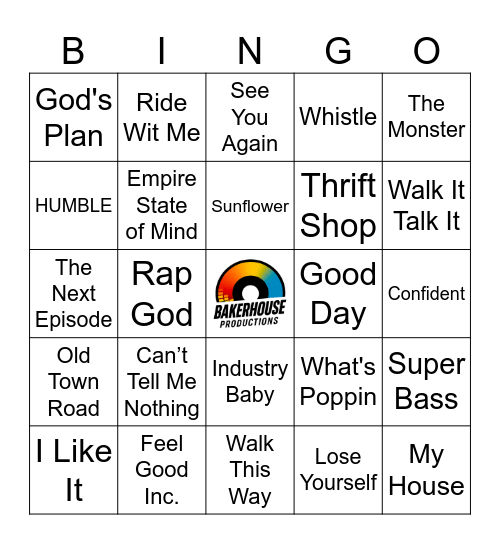 Rap Bingo Card