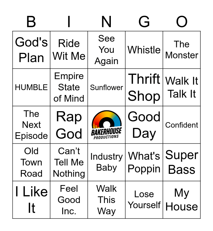 Rap Bingo Card