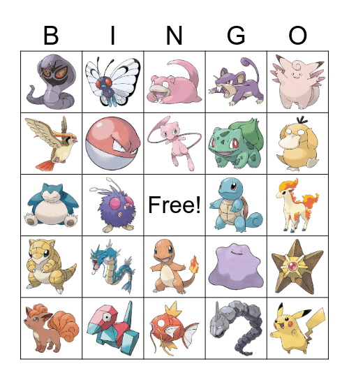 Pokemon Bingo Card