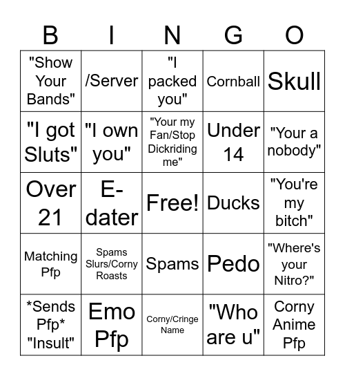 Discord Personality Bingo Card
