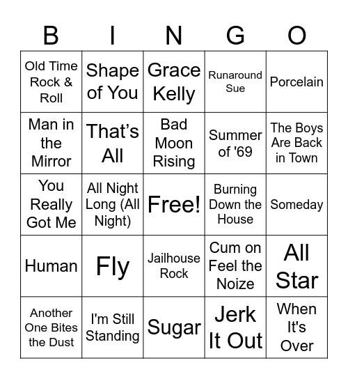 20MB Music Bingo Round 4 Bingo Card