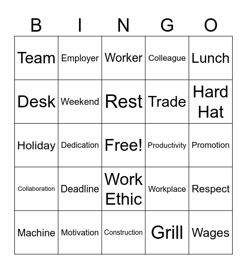 Labor Day - X Bingo Card