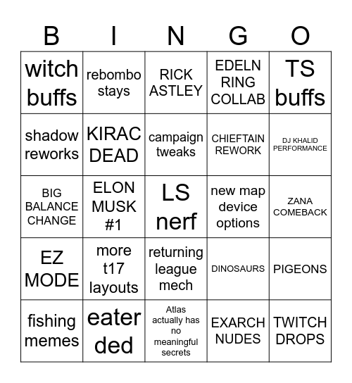 fart Bingo Card