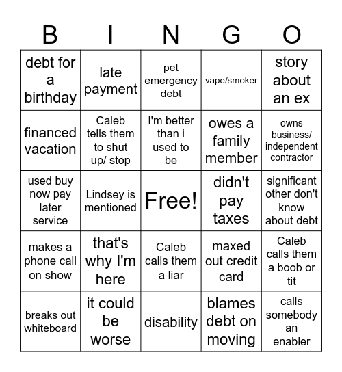 Financial Audit Bingo Card