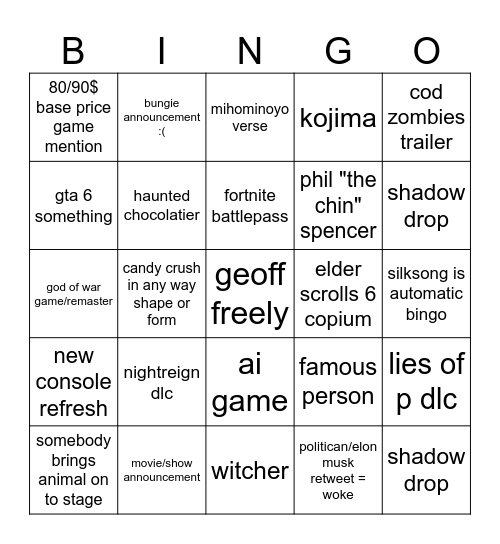geoff in gamer jail Bingo Card