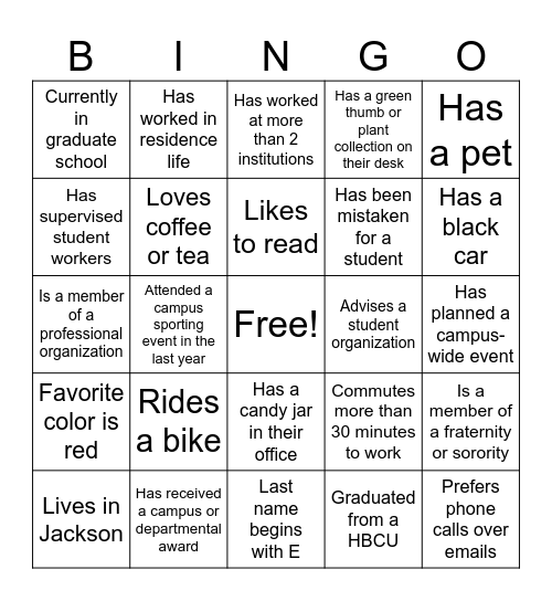 Human Bingo Card