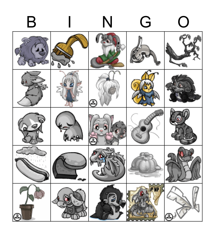 Grey Bingo Card