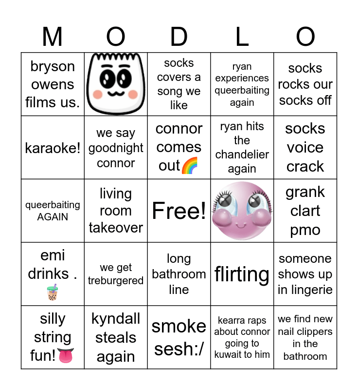modelo night Bingo Card