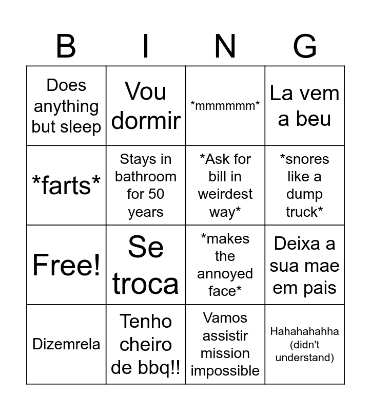 Dad Bingo Card