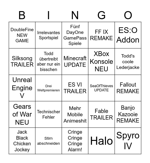 GAME BOX Y SHOWCASE Bingo Card
