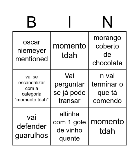 bia Bingo Card