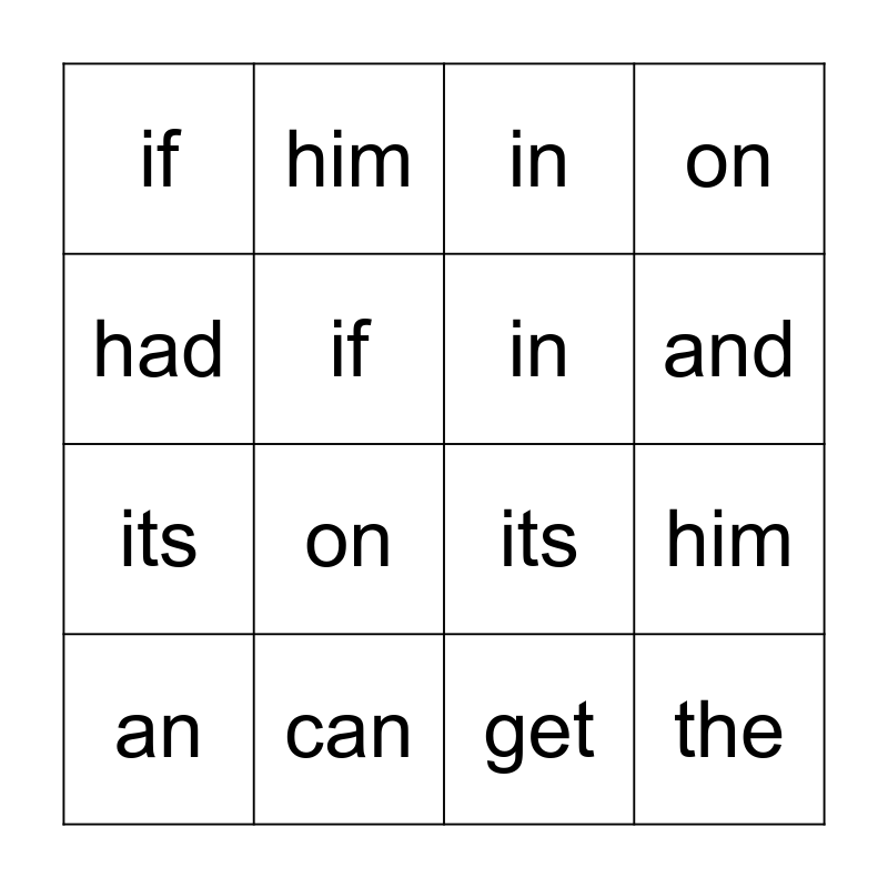 CKLA Skills Unit 4 Sight and Tricky Words 1 Bingo Card