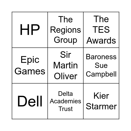 Name-Drop Bingo Card