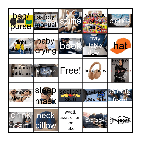 plane bingo Card