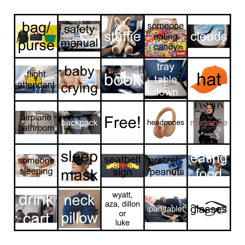 plane bingo Card