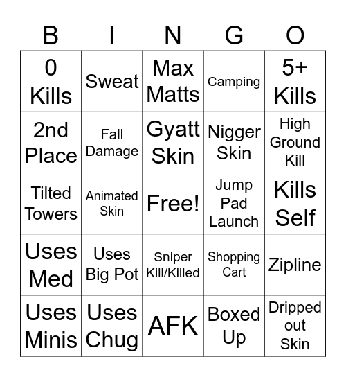 Fortnite Bingo Card