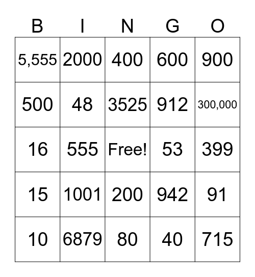 Los Números Bingo Card