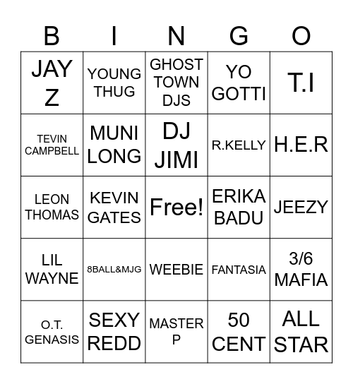 TRAP BINGO Card