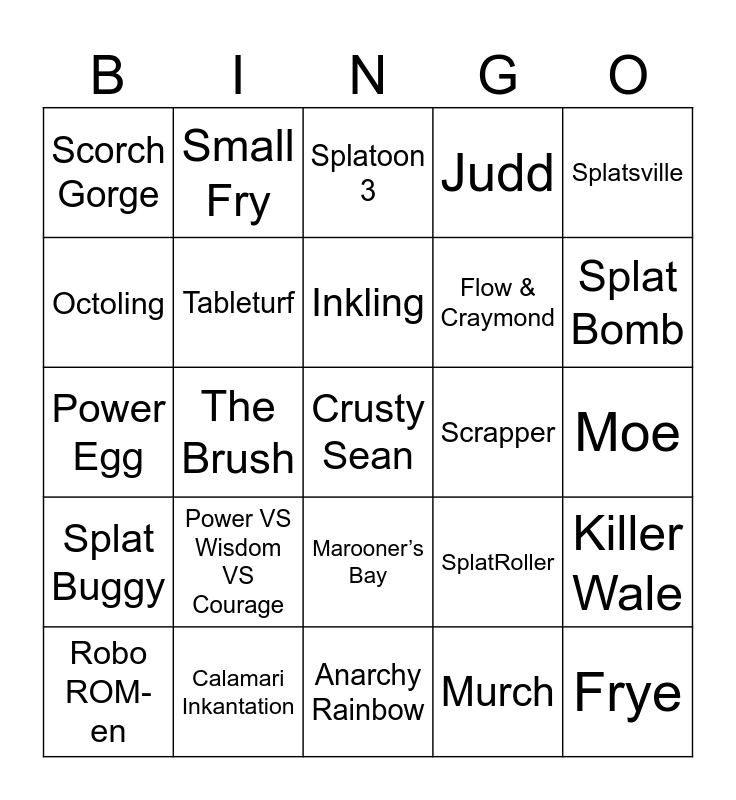 Steelcario Splatoon [ROUND 2] Bingo Card
