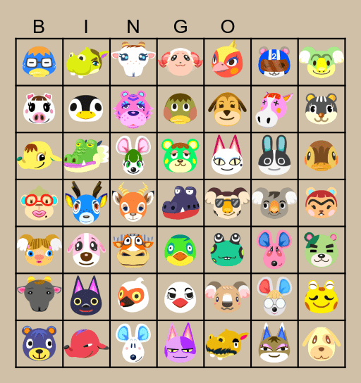 ACNH Villager Hunt Bingo Card