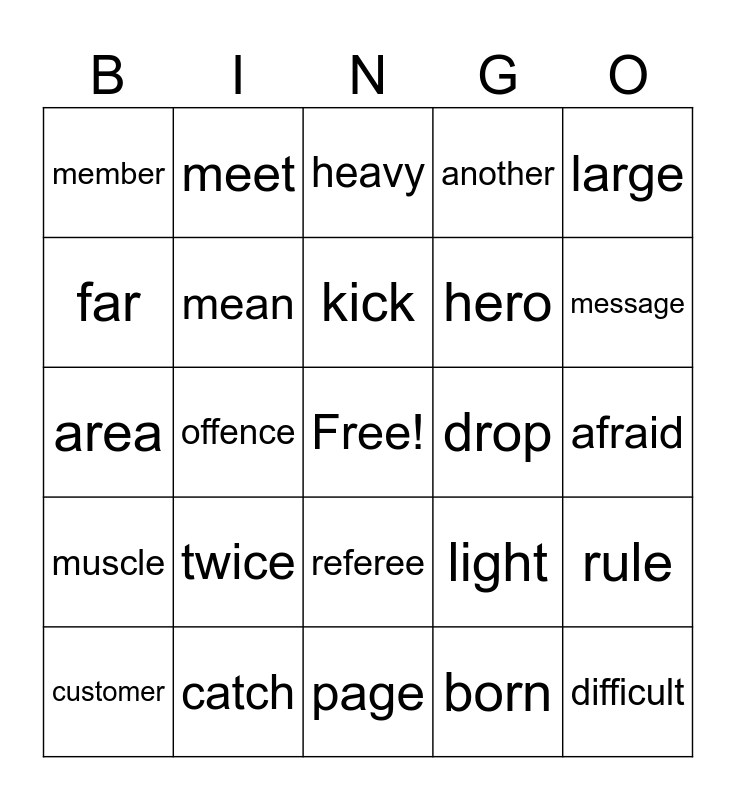 1BK unit 6 Bingo Card