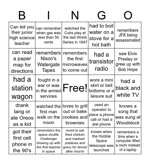Grandparents Day!!! Bingo Card
