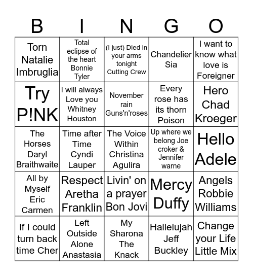 The Final Countdown Bingo Card