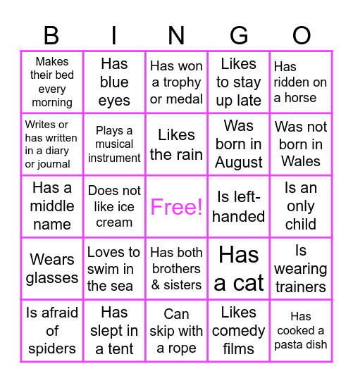 Let's Get to Know Each Other! Bingo Card