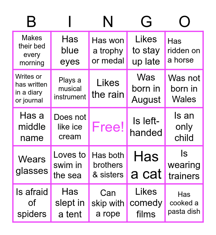 Let's Get to Know Each Other! Bingo Card