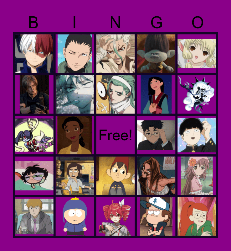 Character bingo Card