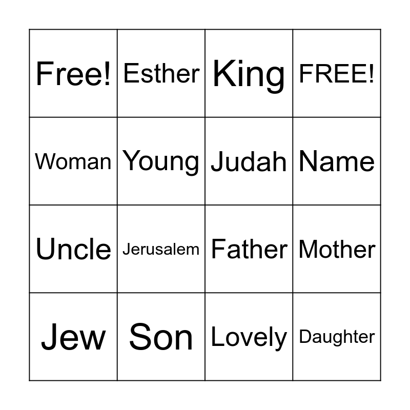 Esther 2:5-7 Bingo Card