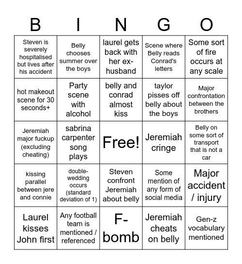 TSITP S3 bingo Card