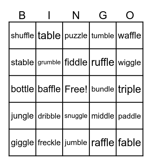 CONSONANT LE BINGO Card